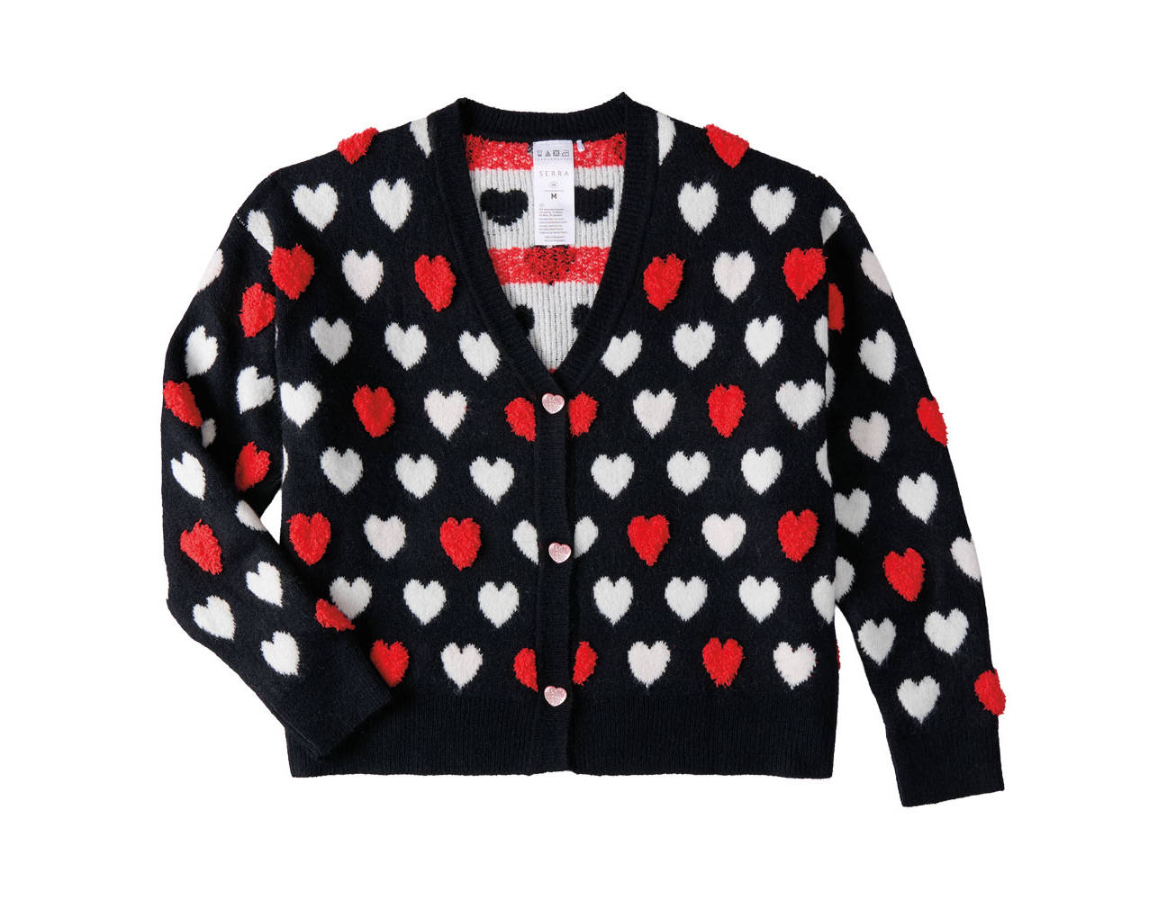 Serra Ladies Valentine's Day Cardigan Sweater - Black, XL