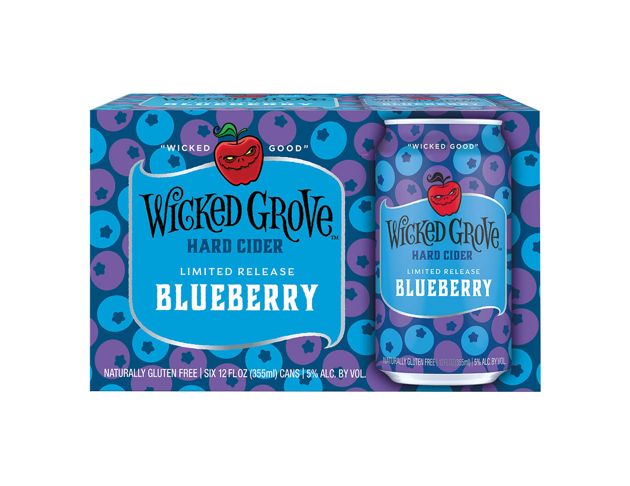 Wicked Grove Blueberry Hard Cider - 6 pack, 12 fl oz can