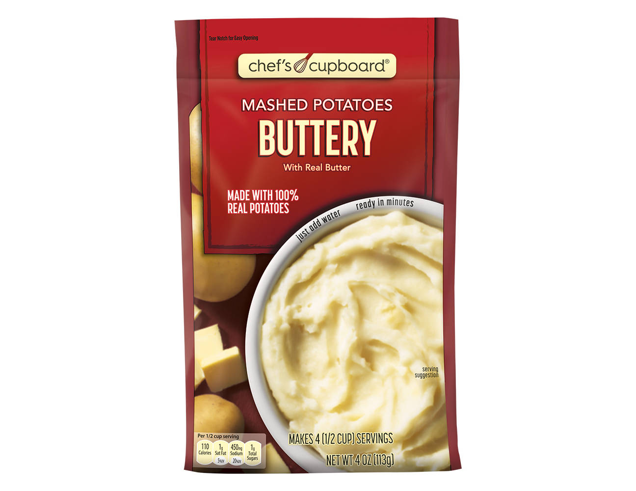 Chef's Cupboard Buttery Instant Mashed Potatoes, 4 oz