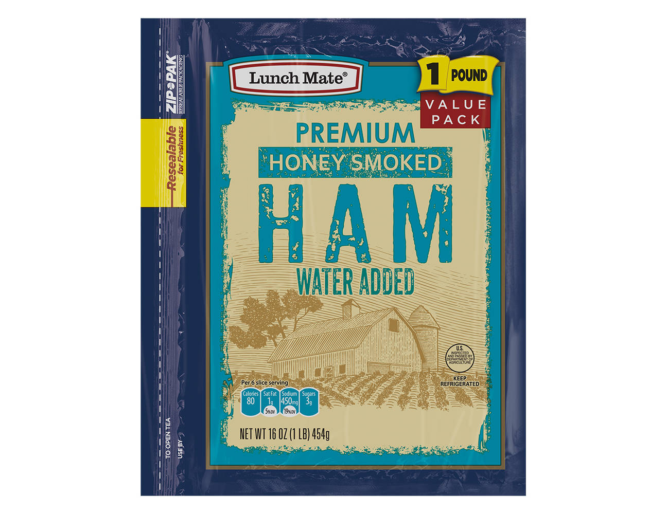 Lunch Mate Deli Sliced Honey Ham, 1 lb