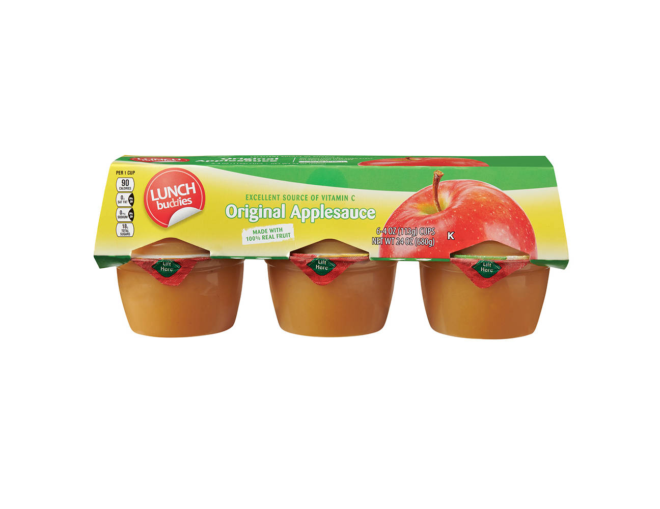 Lunch Buddies Original Applesauce Cups, 6 count