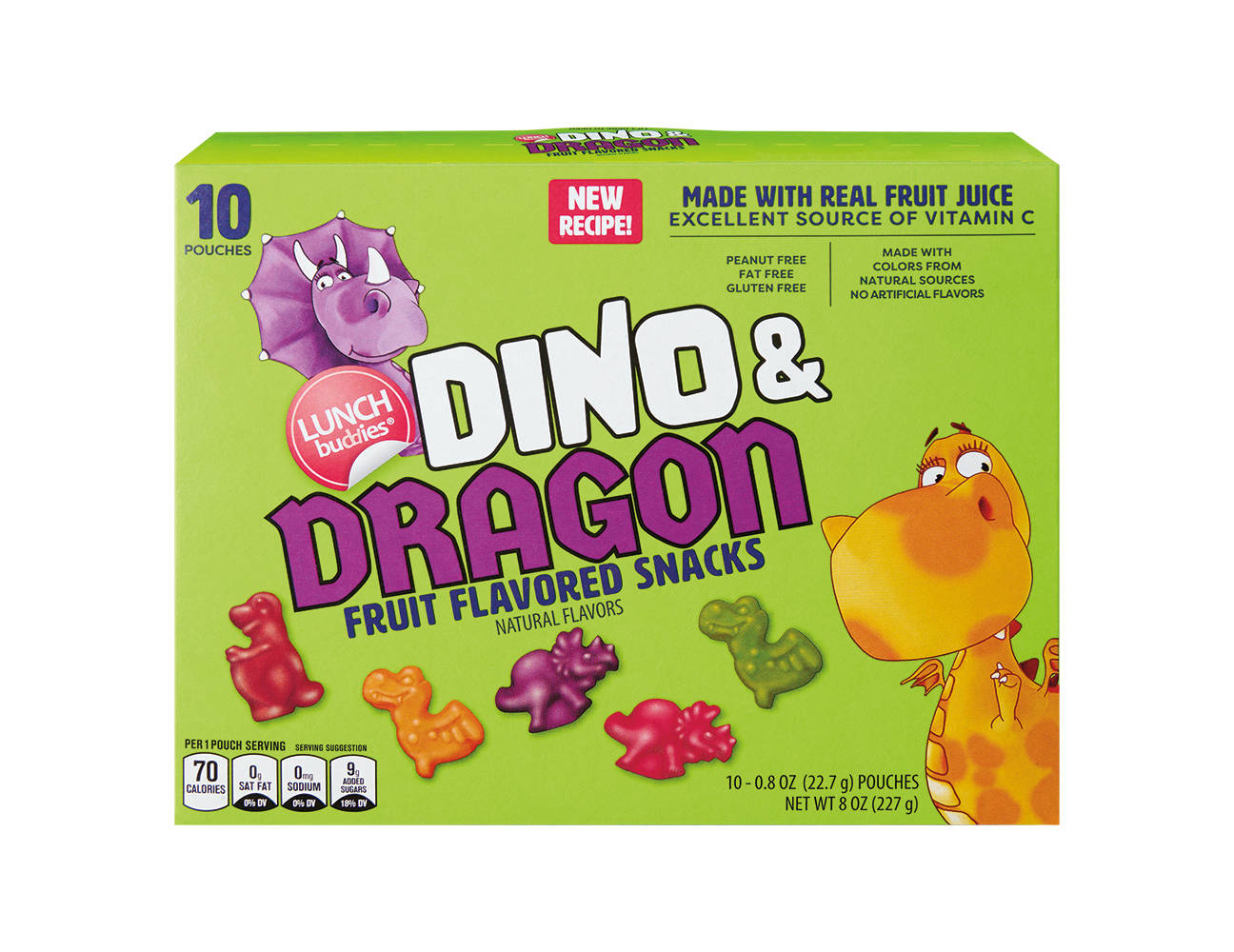 Lunch Buddies Dino & Dragon Shaped Fruit Flavored Snacks, 10 count