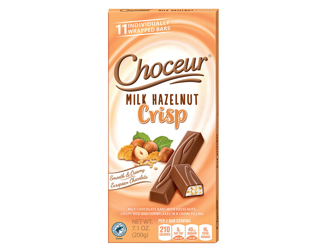 Choceur Milk Hazelnut Crisp Filled Mini Chocolate Bars, 7.05 oz