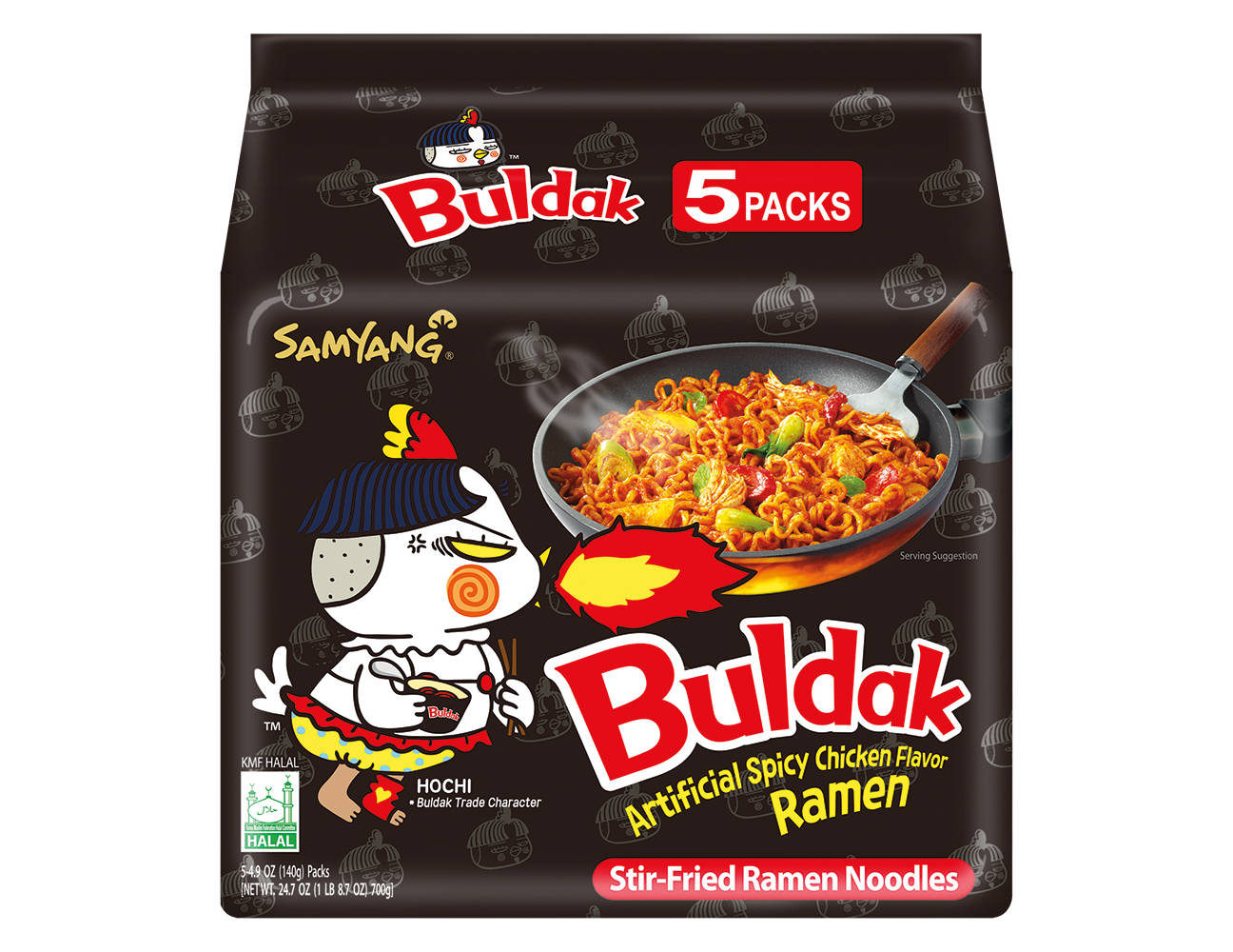 Samyang Buldak Spicy Chicken Flavor Stir Fried Ramen Noodle, 5 pack