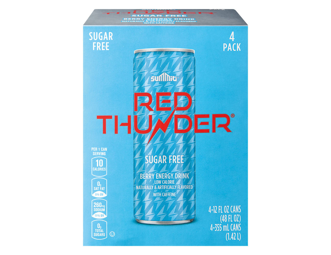 Summit Sugar Free Red Thunder Berry Energy Drink - 4 pack, 12 fl oz can