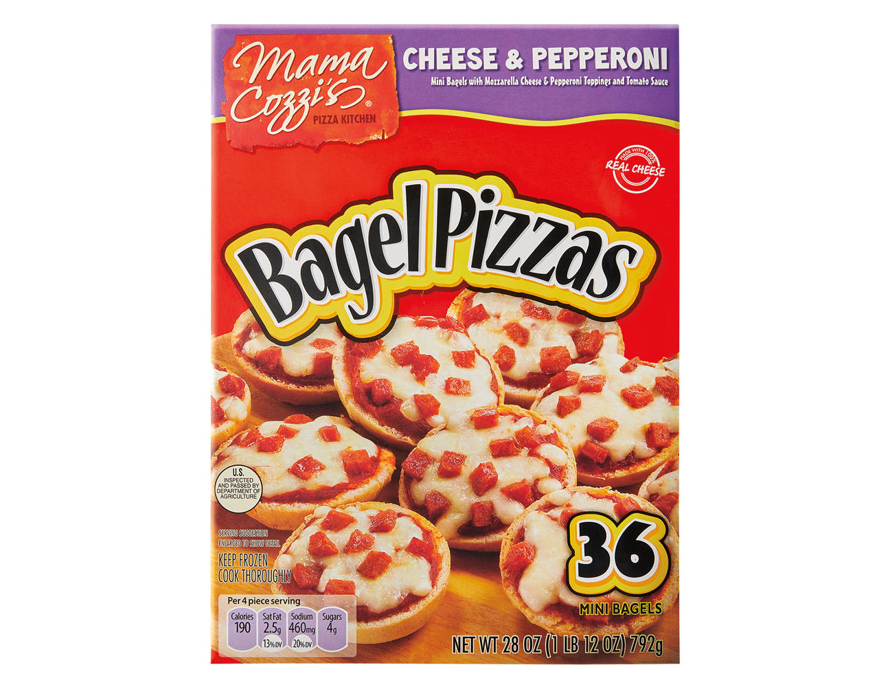 Mama Cozzi's Pizza Kitchen Cheese & Pepperoni Mini Pizza Bagels, 36 count
