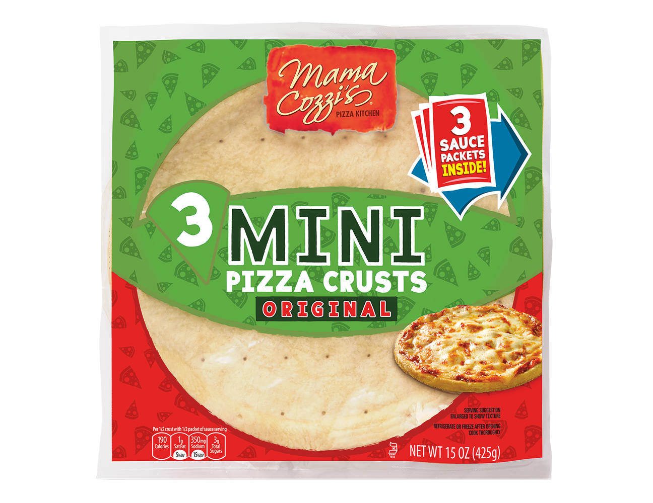Mama Cozzi's Pizza Kitchen Original Mini Pizza Crusts with Sauce, 15 oz