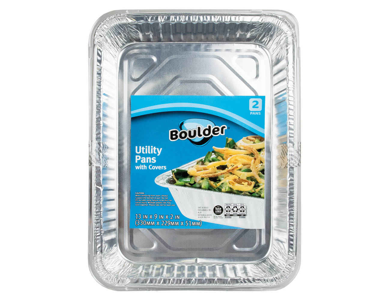 Boulder Utility Foil Pan with Lid, 2 count