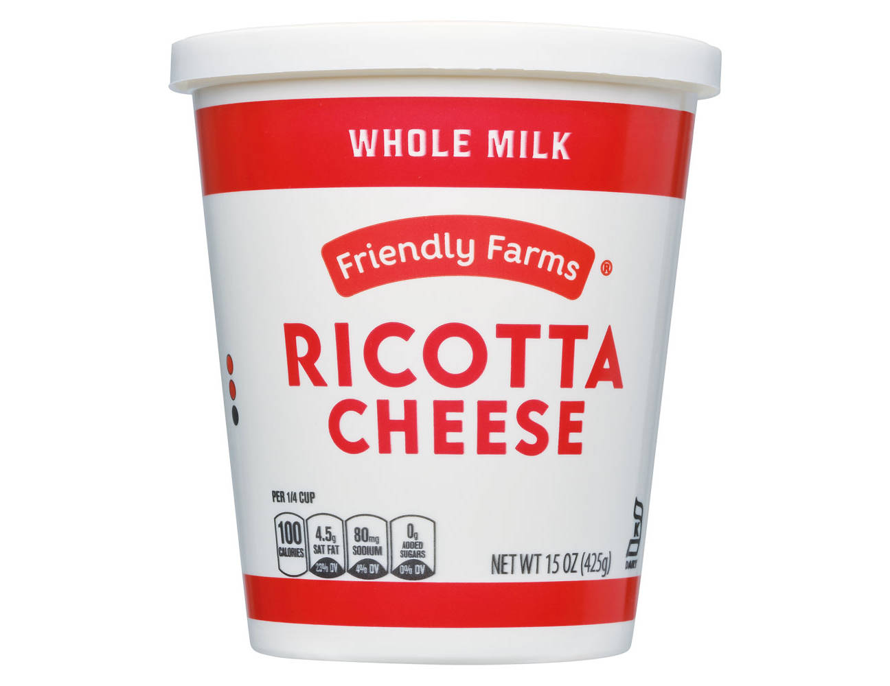 Friendly Farms Whole Milk Ricotta Cheese, 15 oz
