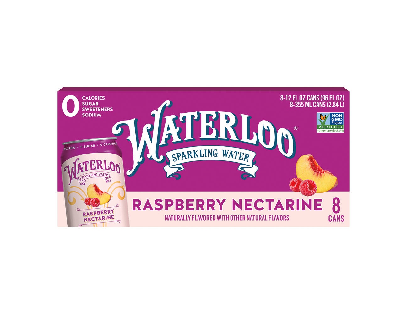 WATERLOO Raspberry Nectarine Flavored Sparkling Water - 8 Pack, 12 fl ...