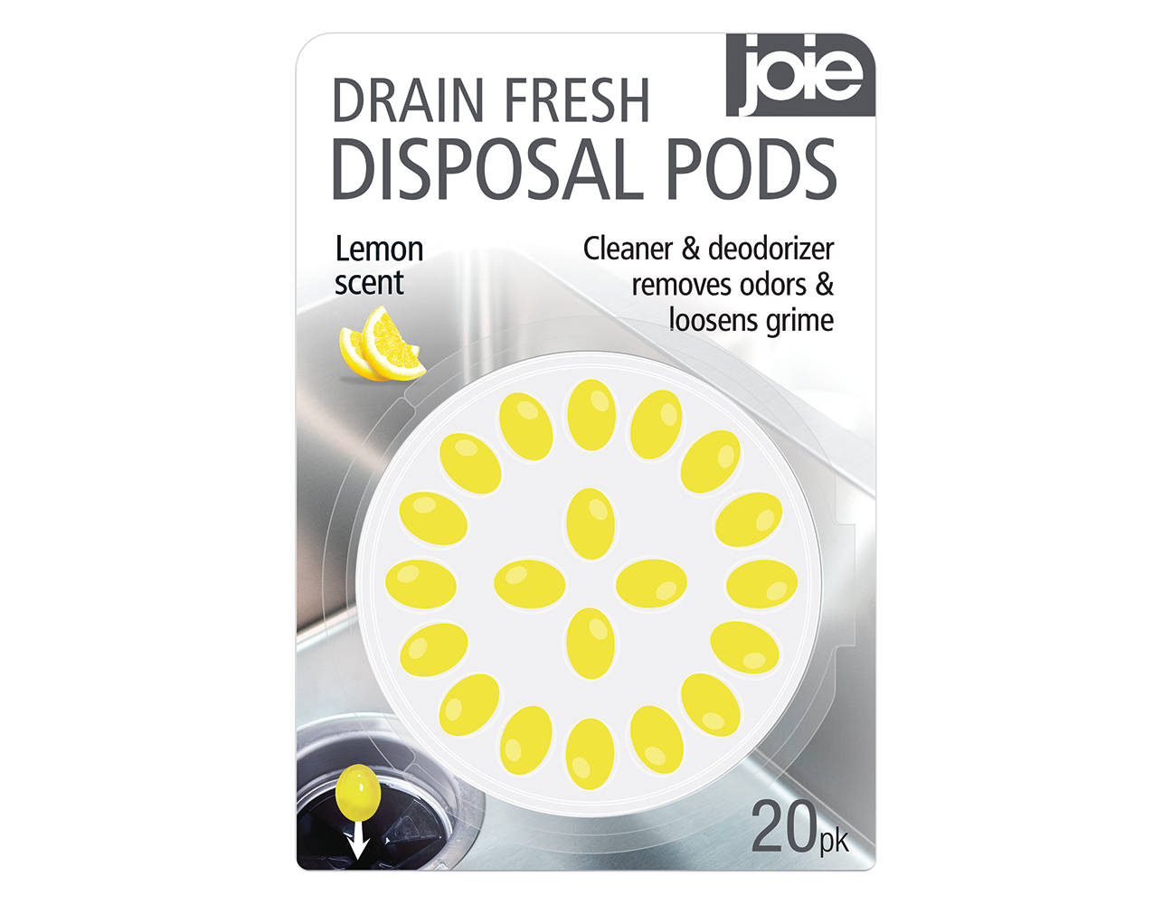 Joie Lemon Scent Drain Fresh Disposal Pods, 20 pack