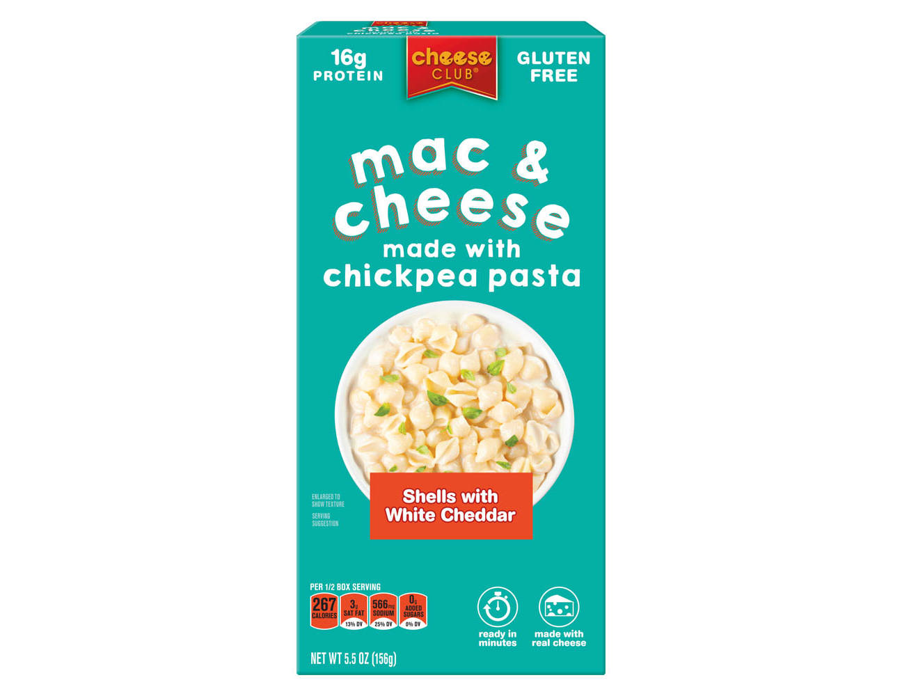 Cheese Club Chickpea Mac & Cheese Shells with White Cheddar, 5.5 oz