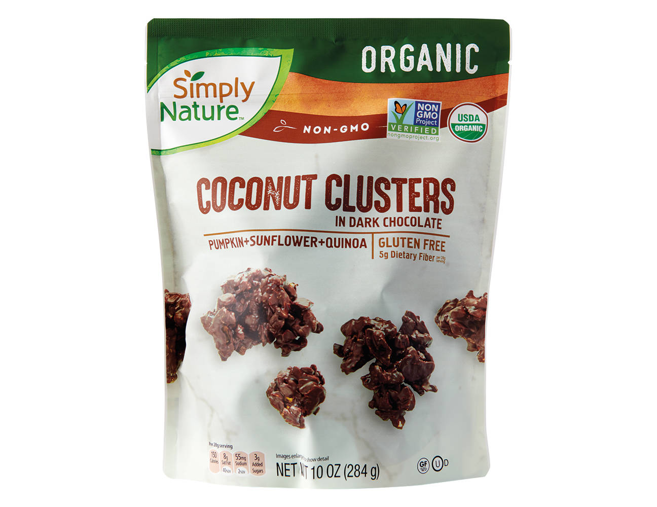 Simply Nature Organic Gluten Free Dark Chocolate Coconut Clusters, 10 oz