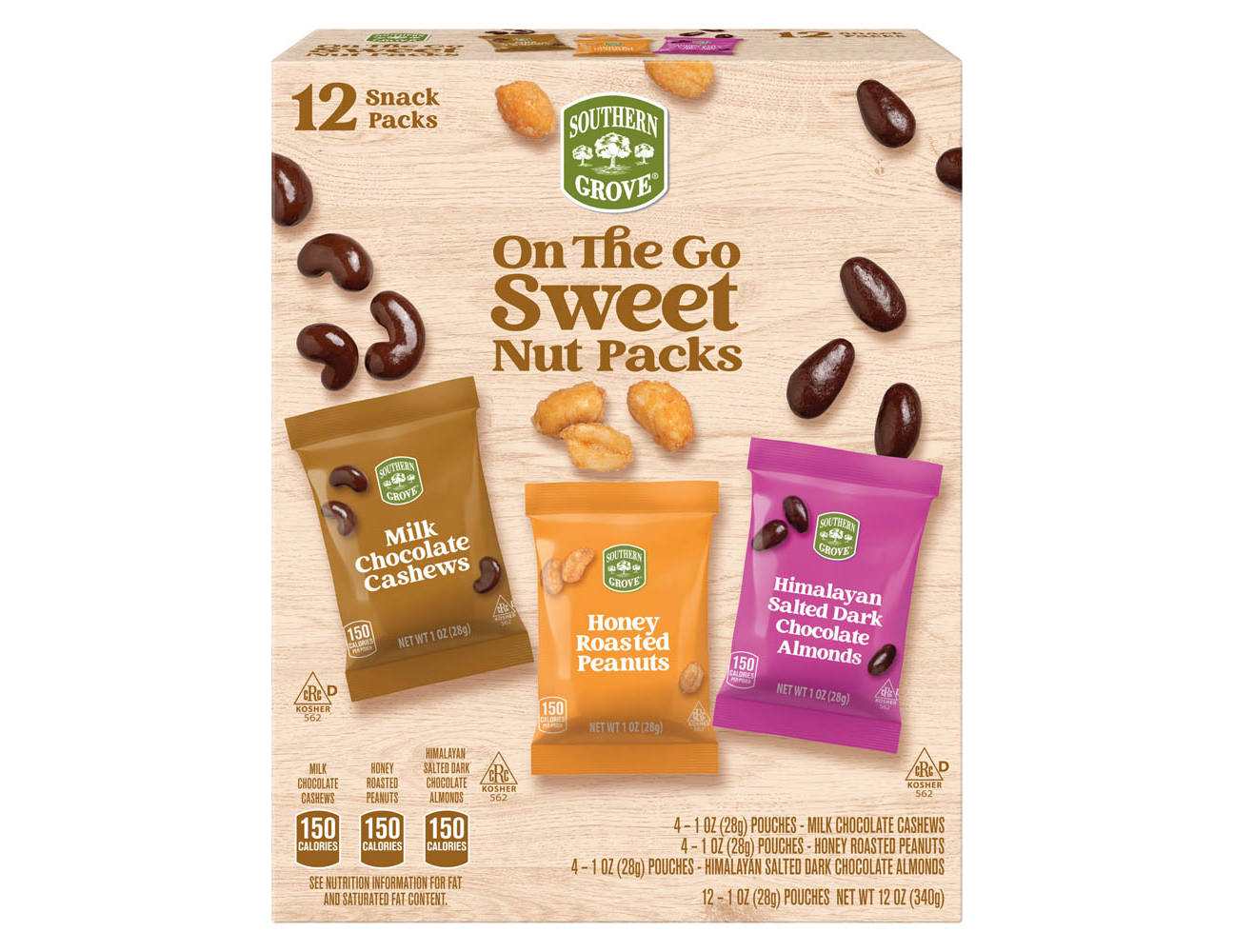 Southern Grove On The Go Sweet Variety Nut Packs, 12 Snack Packs