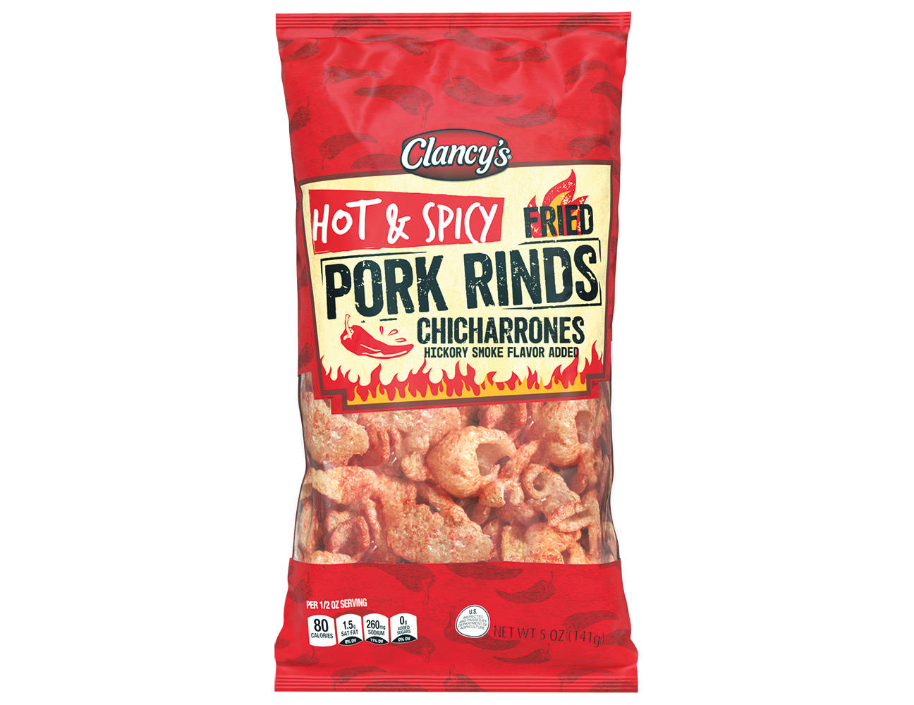 Clancy's Hot & Spicy Fried Pork Rinds, 5 oz