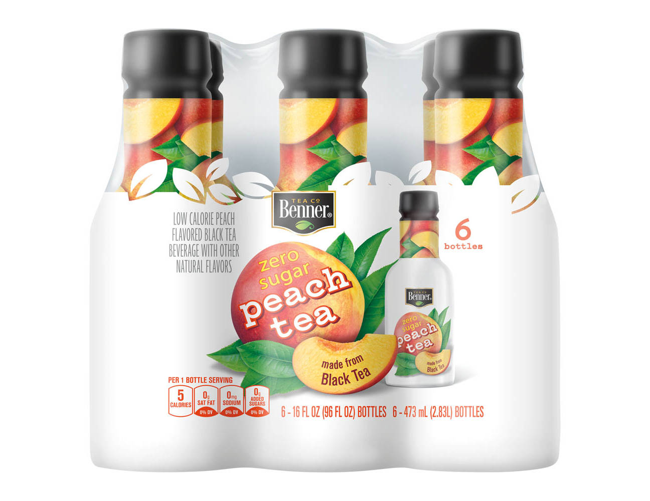 Benner Diet Peach Flavored Iced Tea - 6 pack, 16 fl oz