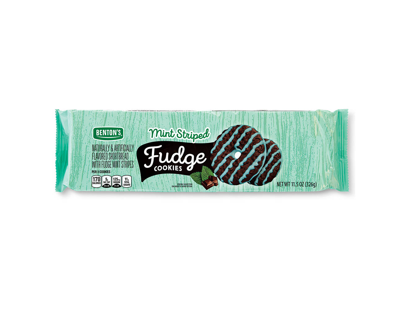 Benton's Fudge Mint Striped Shortbread Cookies, 11.5 oz