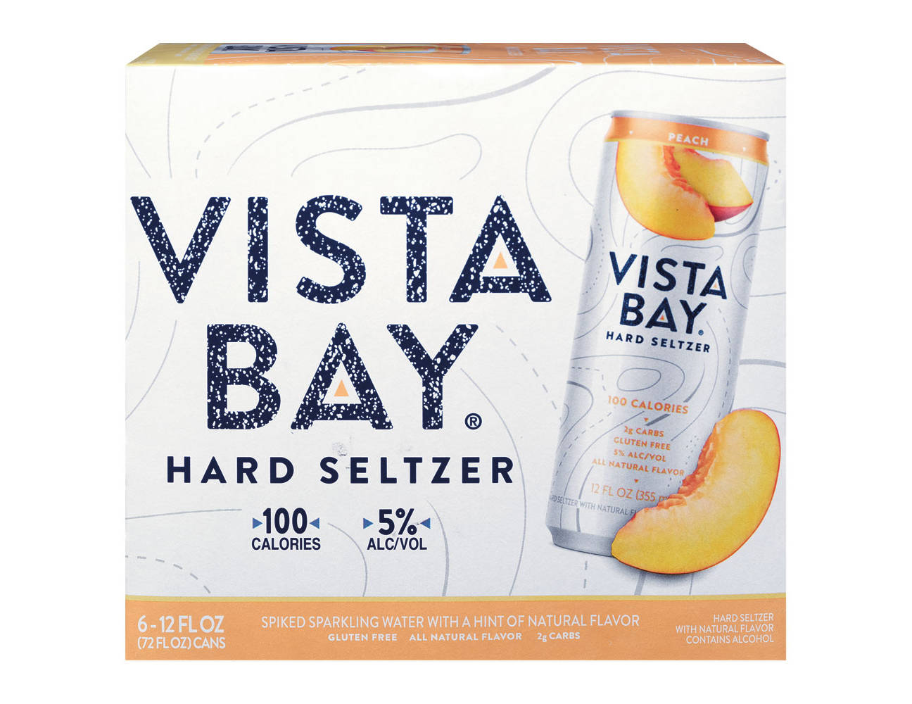 Vista Bay Peach hard Seltzer - 6 pack, 12 fl oz Can