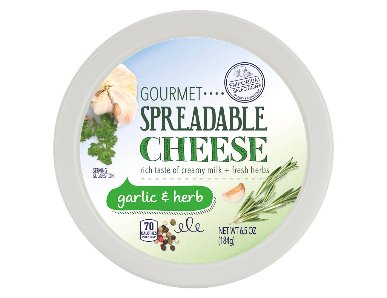 Emporium Selection Garlic & Herb Gourmet Spreadable Cheese, 6.5 oz