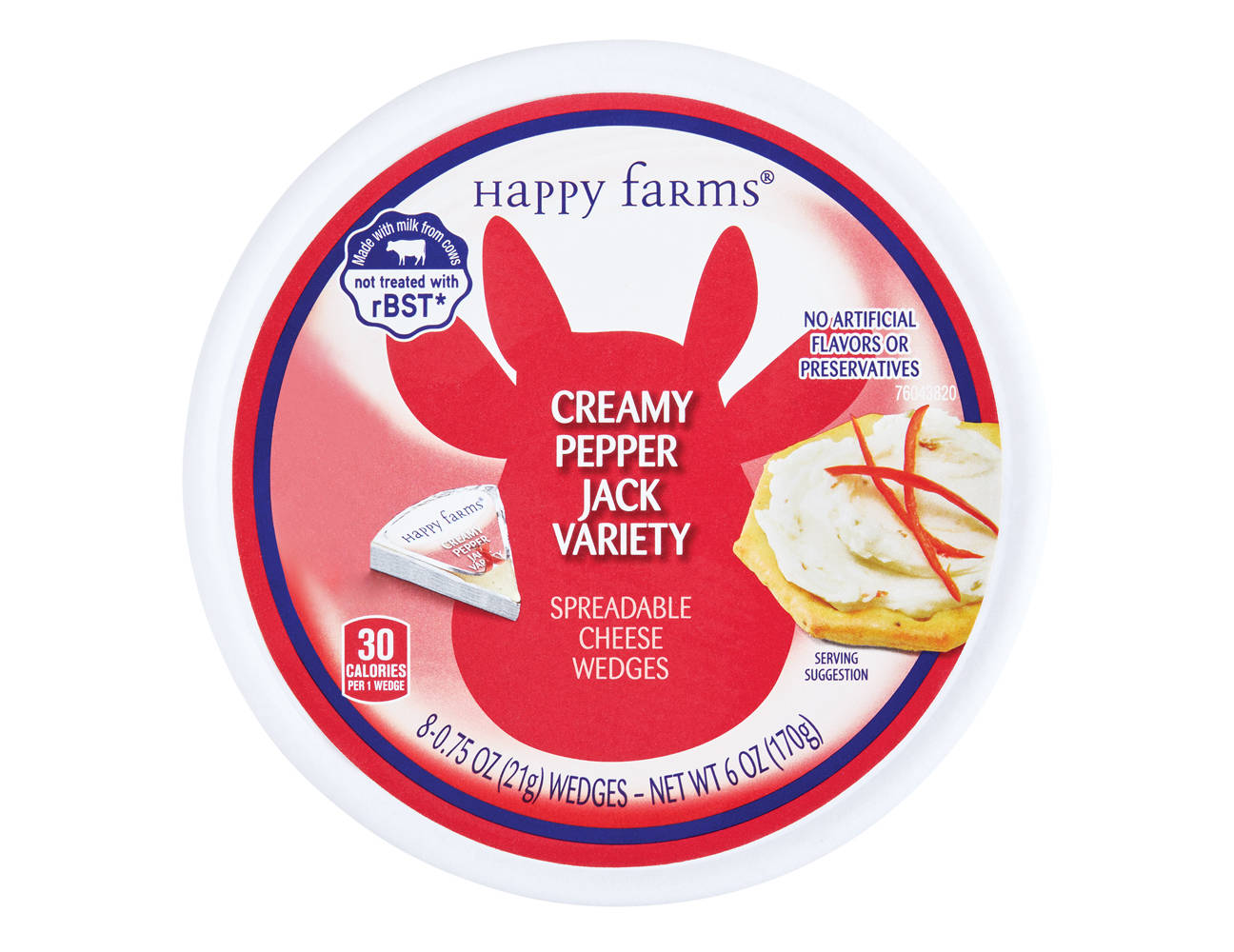 Happy Farms Spicy Pepper Spreadable Cheese Wedges, 6 oz