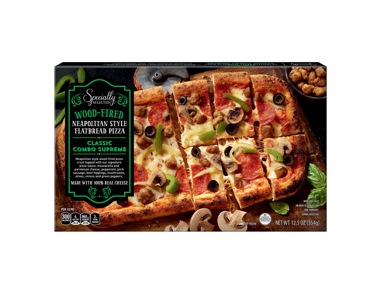 Specially Selected Wood Fired Classic Combo Supreme Flatbread Pizza, 12 ...