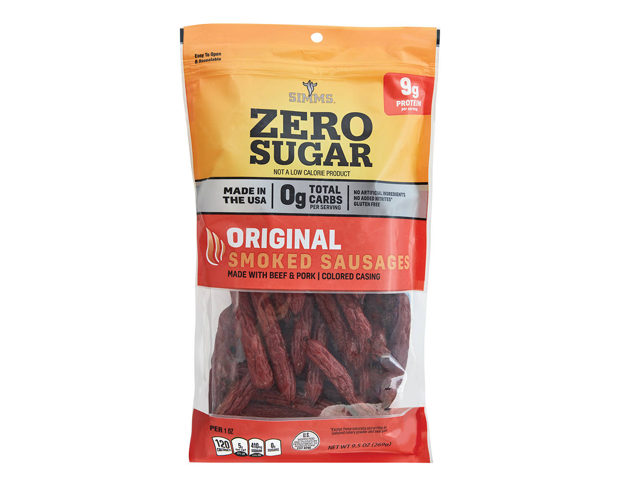 Simms Zero Sugar Original Smoked Snack Sticks, 9.5 oz