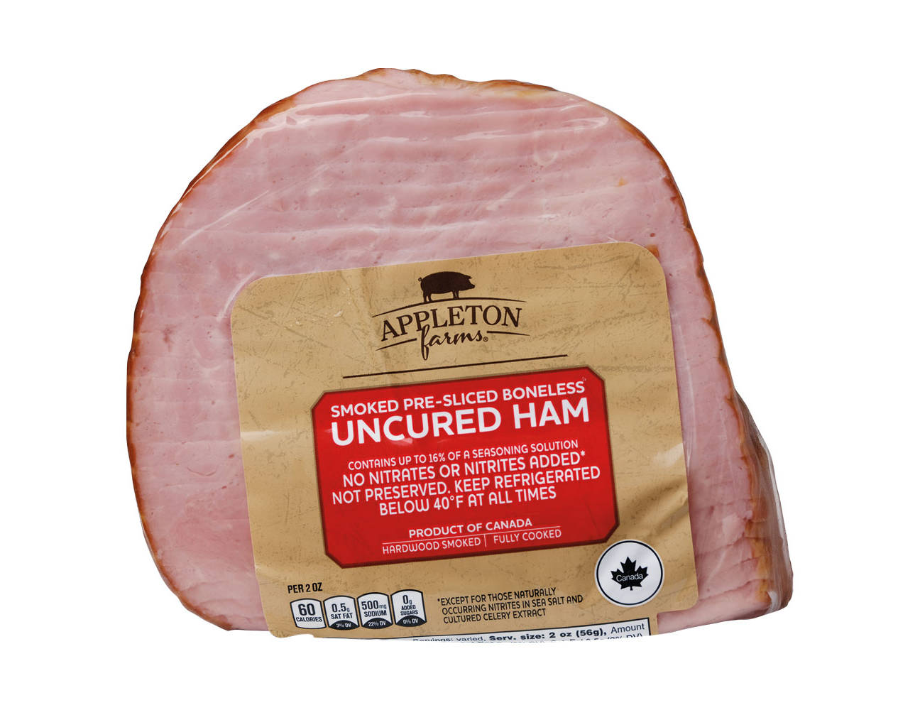 Appleton Farms Uncured Hardwood Smoked Quarter Boneless Sliced Ham