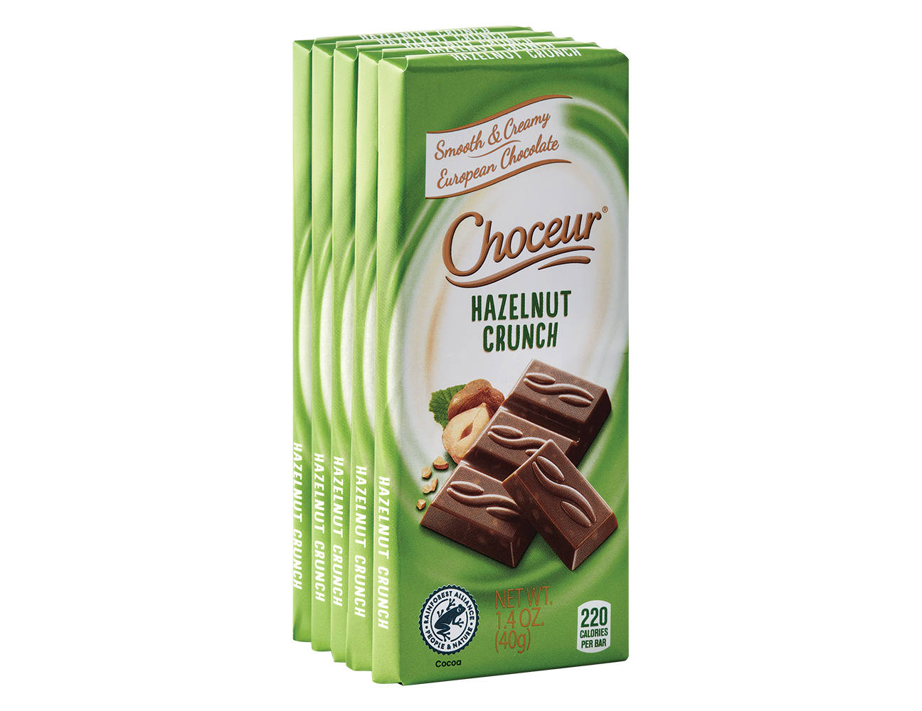 Choceur Hazelnut Crunch Mini Chocolate Bars - 5 pack, 1.4 oz