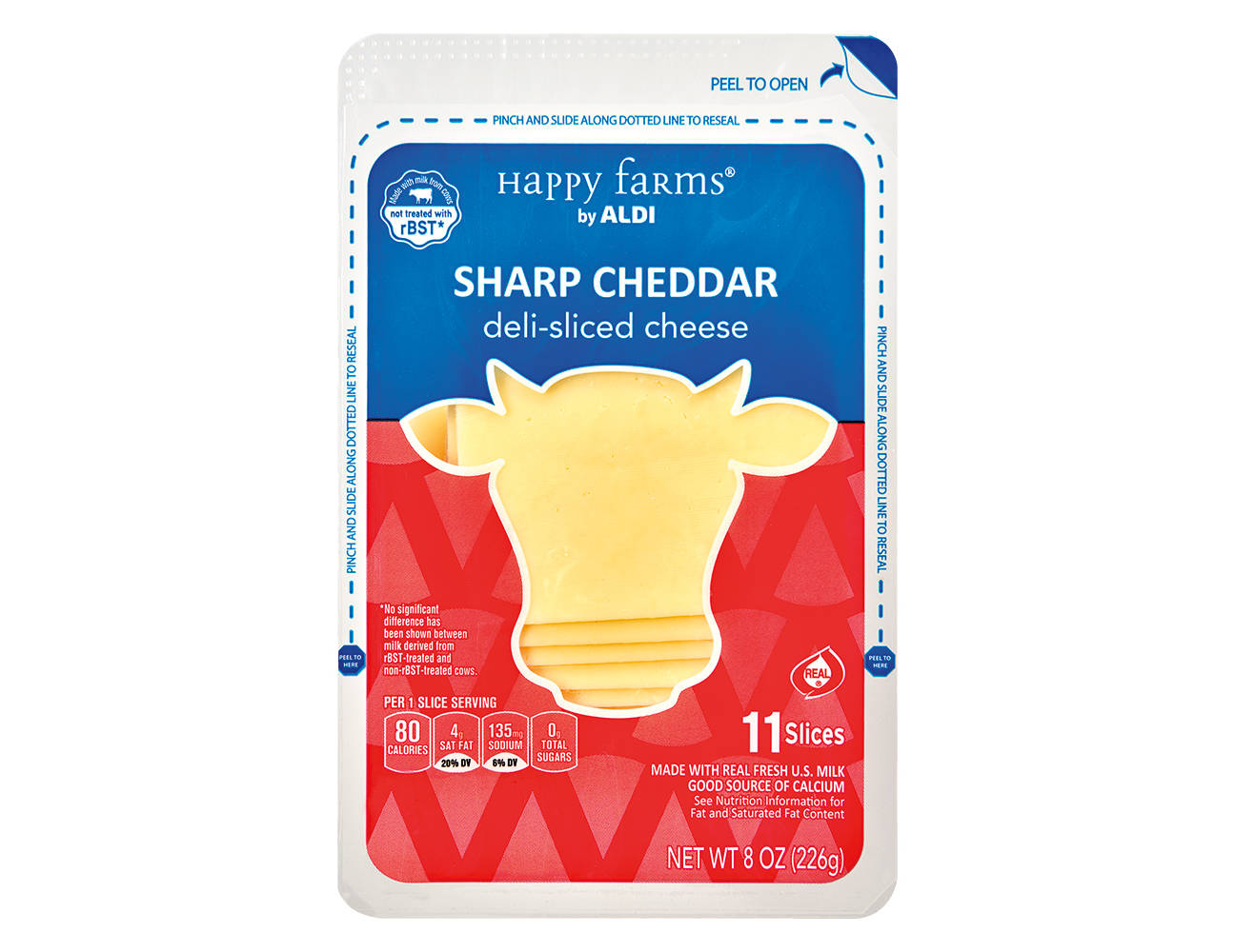 Happy Farms Deli Sliced White Sharp Cheddar, 8 oz