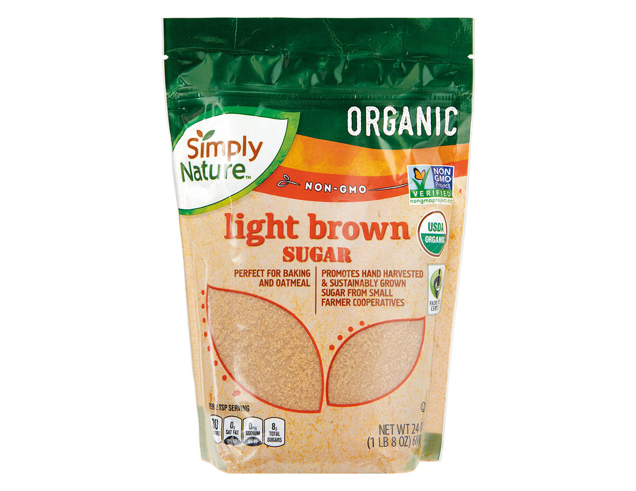 Simply Nature Organic Light Brown Sugar Pouch, 24 oz