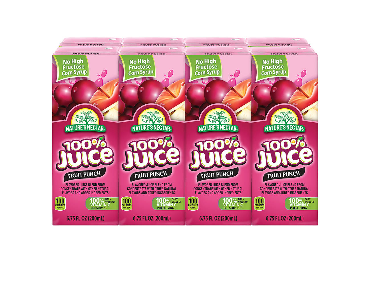 Nature's Nectar 100% Fruit Punch Juice Boxes - 8 pack, 6.75 fl oz