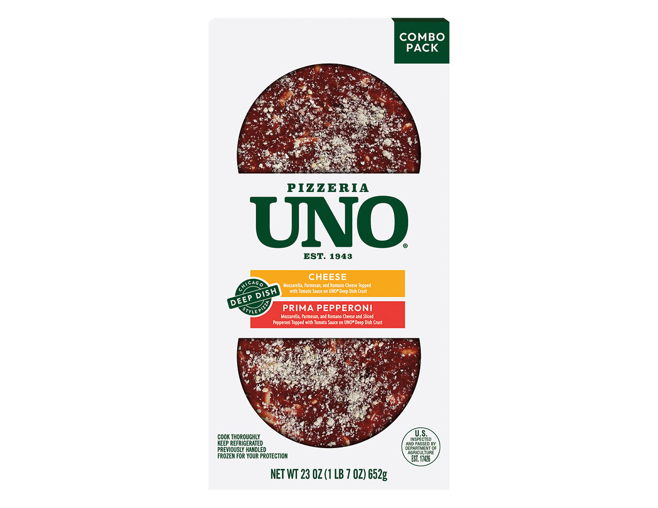 Uno Pizzeria Cheese & Pepperoni Combo Pack Pizza, 23 oz