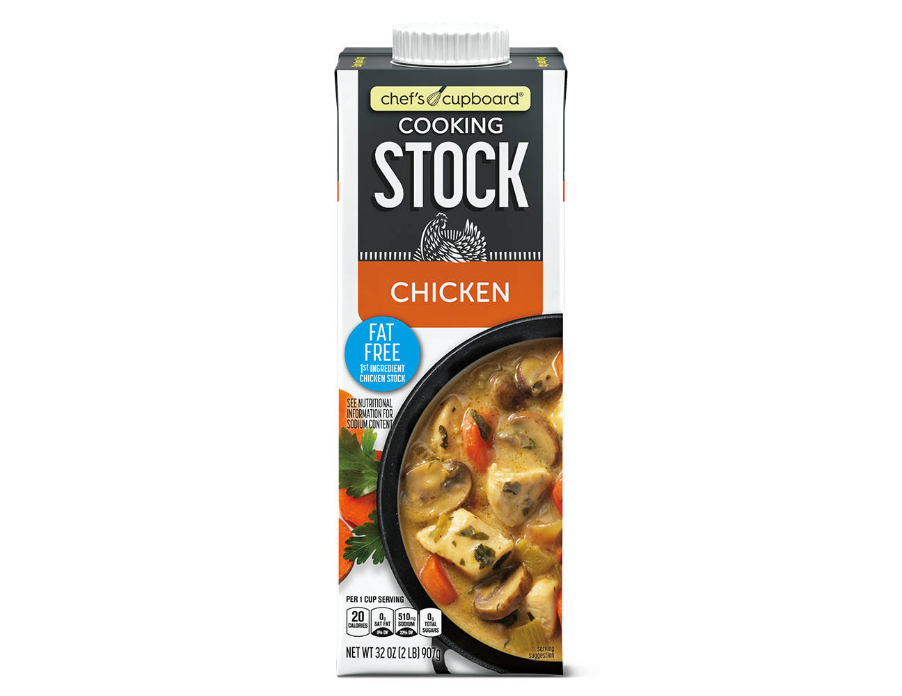 Chef's Cupboard Fat Free Chicken Stock, 32 oz