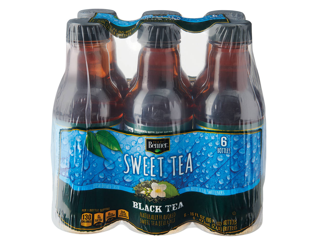 Benner Sweet Black Iced Tea, 16 fl oz bottles. 6 pack