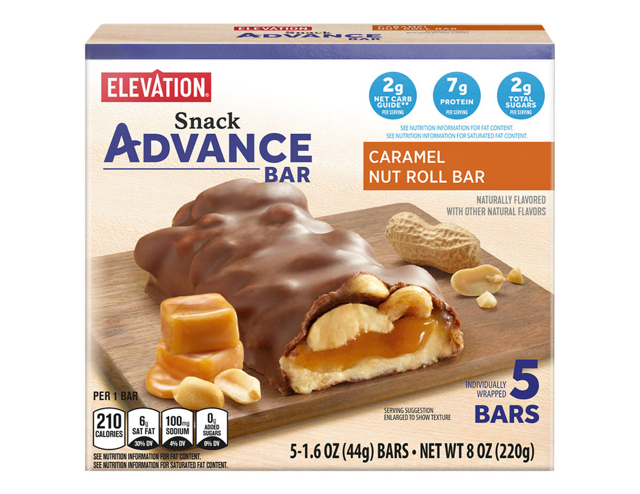 Elevation Caramel Nut Roll Advance Bars, 5 count