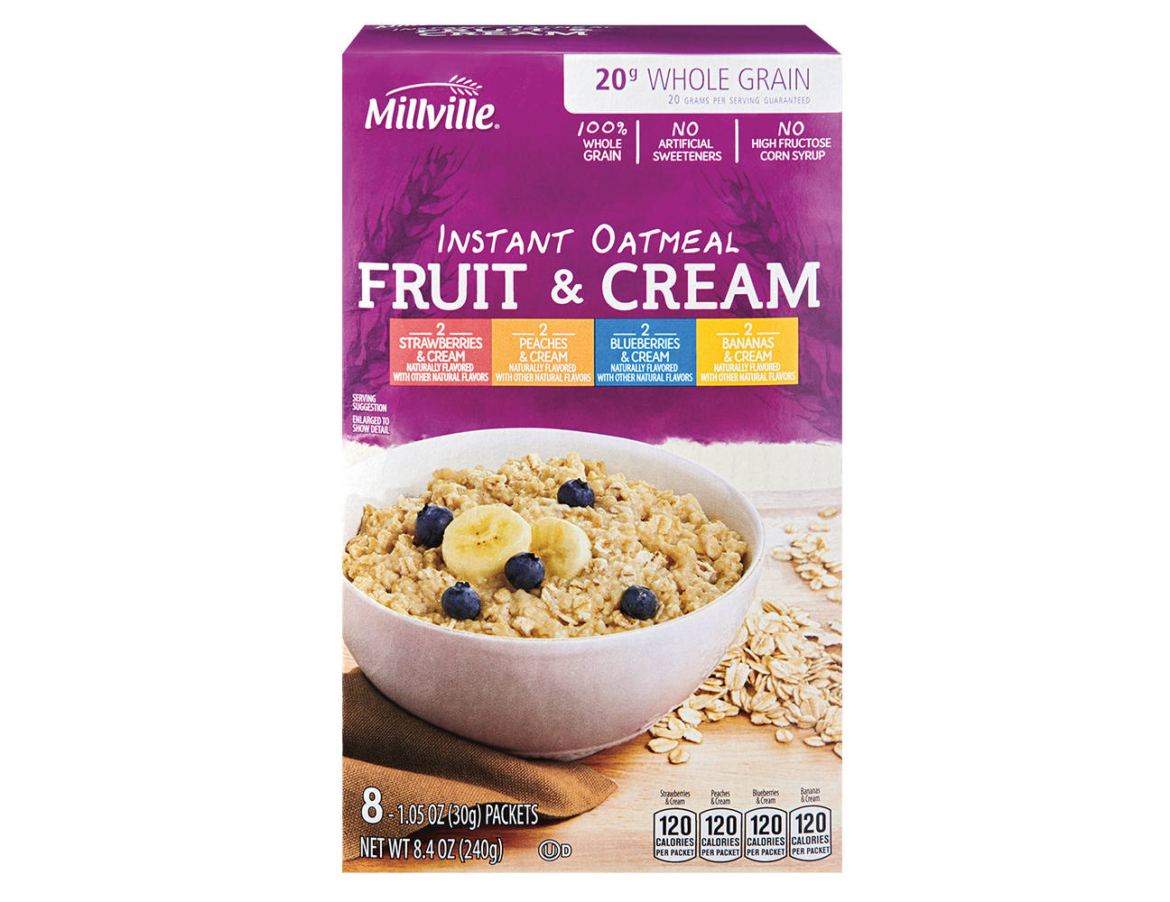 Millville Fruit & Cream Oatmeal Variety Pack, 8 count