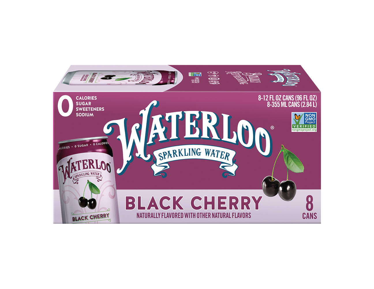WATERLOO Zero Sugar Black Cherry Flavor Sparkling Water - 8 pack, 12 fl oz