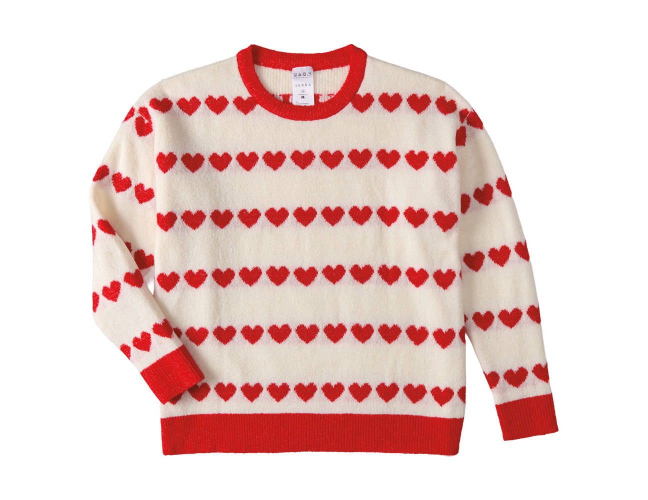 Serra Ladies Valentine's Day Crew Neck Sweater - White, L
