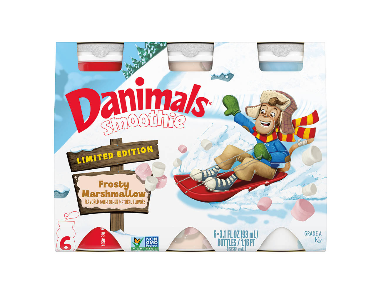 Dannon Danimals Frosty Marshmallow Flavored Smoothie - 6 pack, 3.1 fl oz