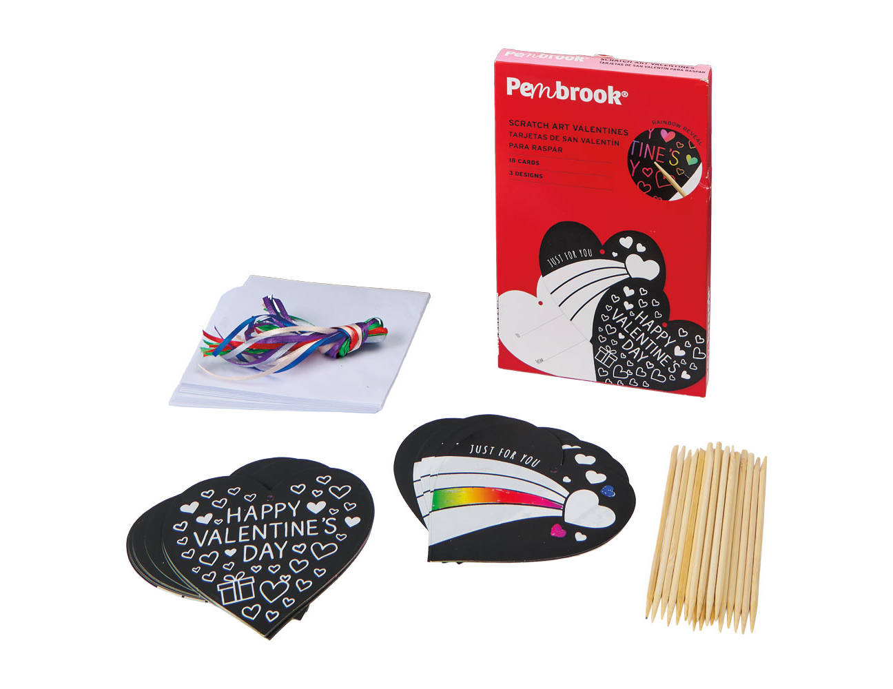 Pembrook Valentine's Day Craft Cards Kit - Scratch Hearts
