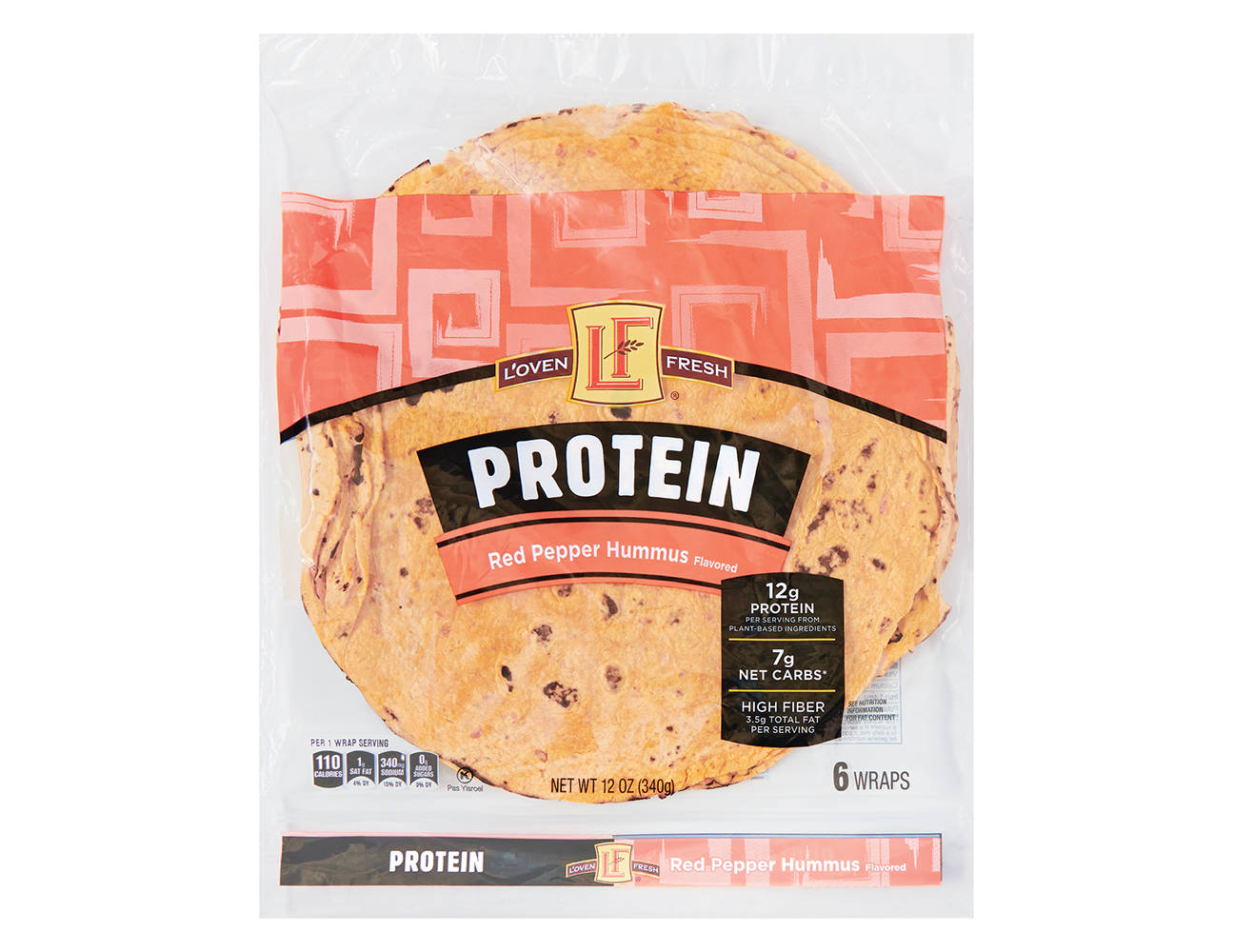 L'oven Fresh Red Pepper Hummus Protein Wraps, 12 oz