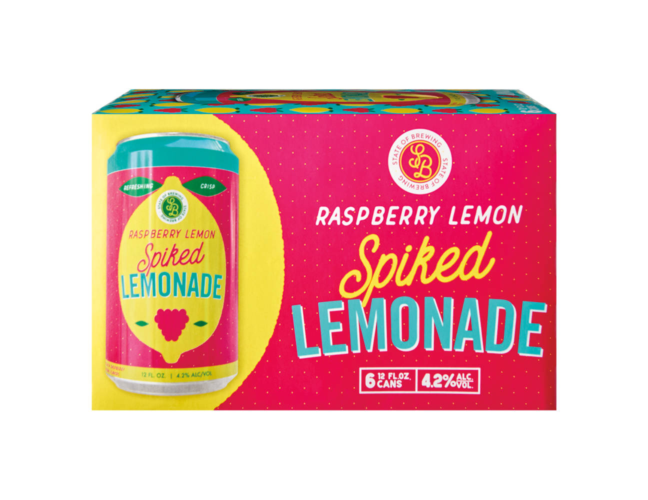 State of Brewing Raspberry Lemon Spiked Lemonade, 12 fl oz cans, 6 pack