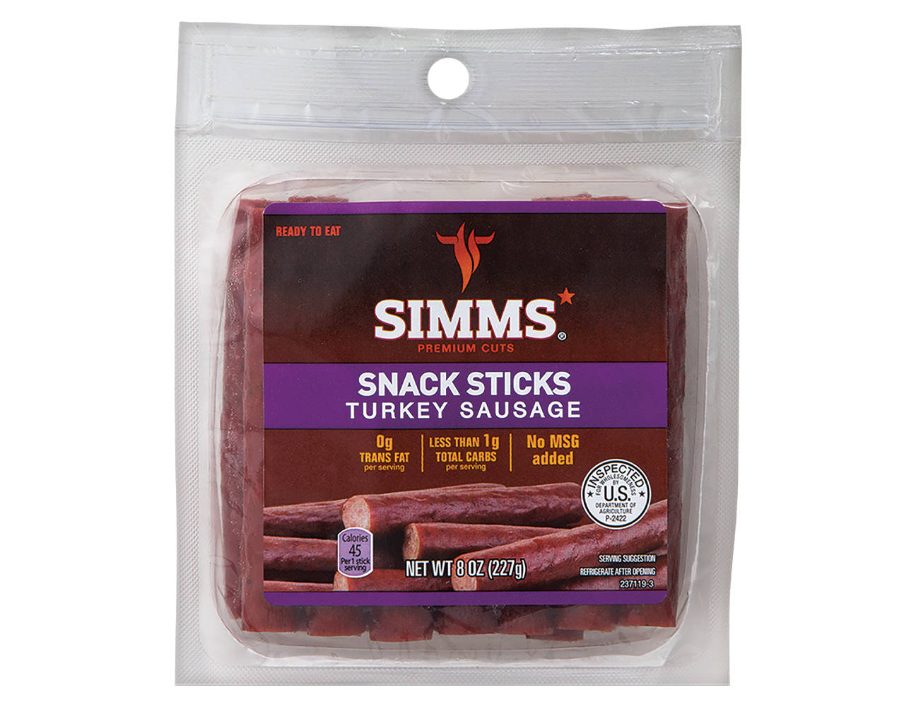 Simms Turkey Sausage Snack Sticks, 8 oz