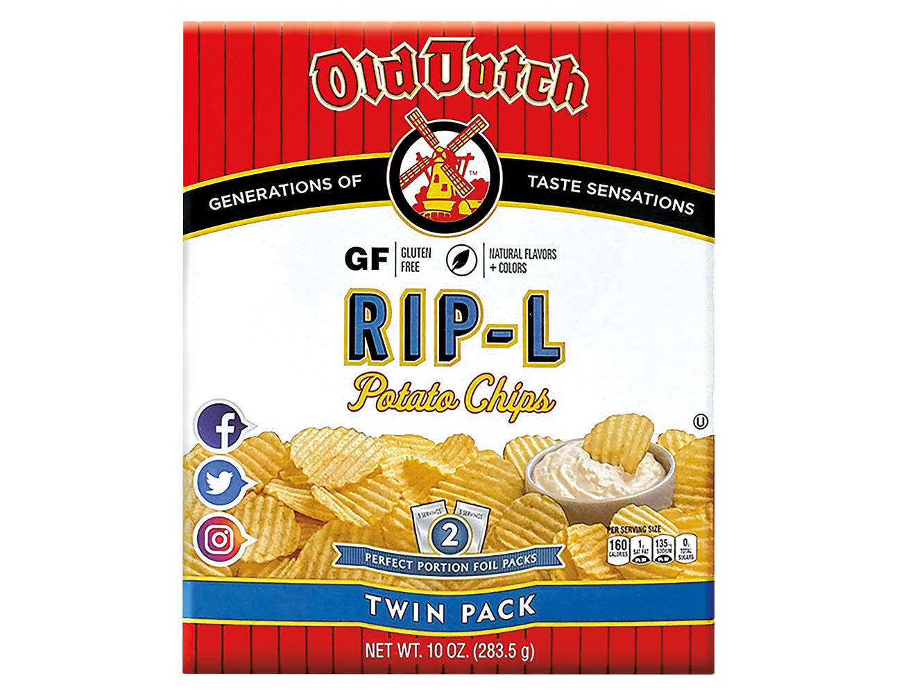 Old Dutch Gluten Free RIP-L Potato Chips, 10 oz