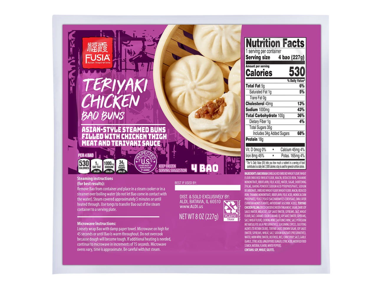 Fusia Asian Inspirations Teriyaki Chicken Bao Buns, 8 oz