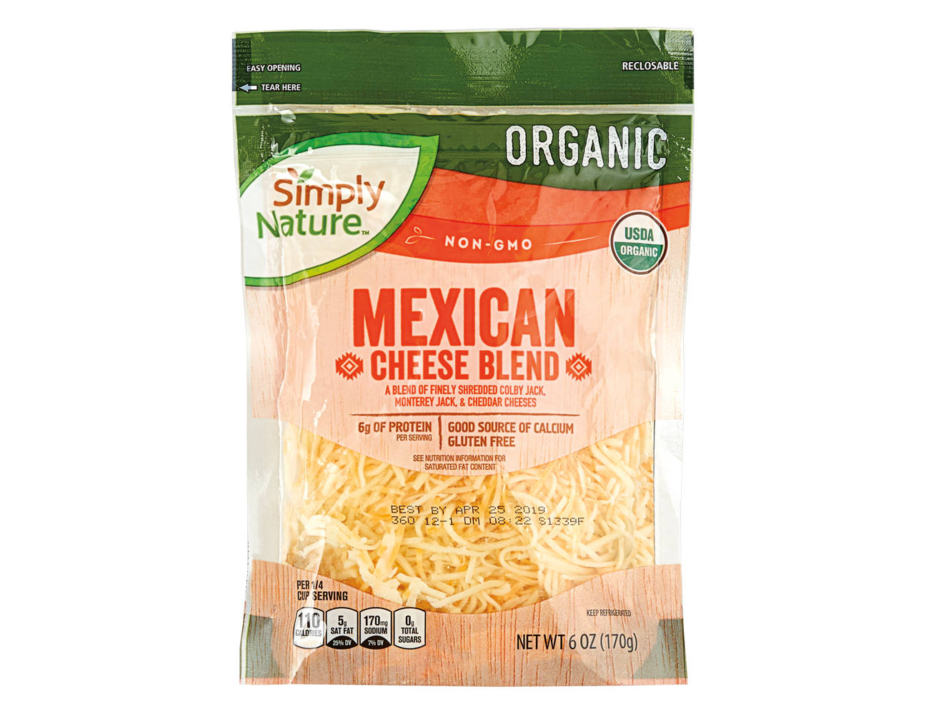 Simply Nature Shredded Organic Mexican Cheese Blend, 6 oz