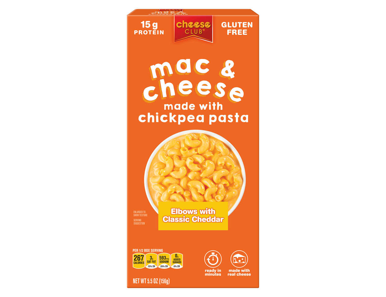 Cheese Club Chickpea Mac & Cheese Elbows with Classic Cheddar, 5.5 oz