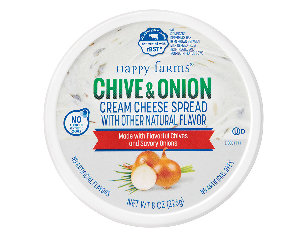 Happy Farms Onion and Chive Soft Spread Cream Cheese, 8 oz