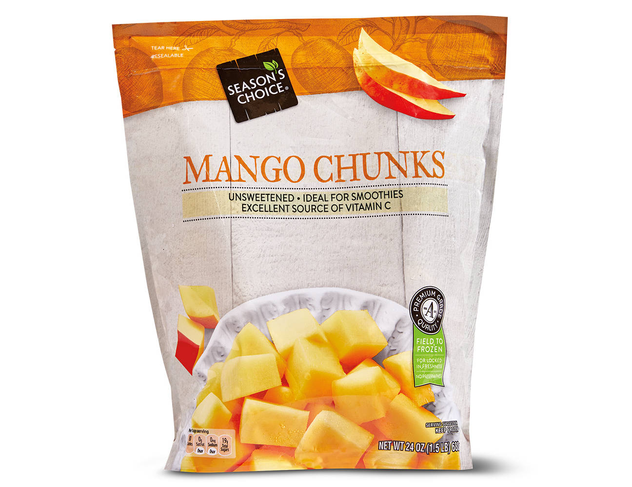 Season's Choice Frozen Mango Chunks, 24 oz