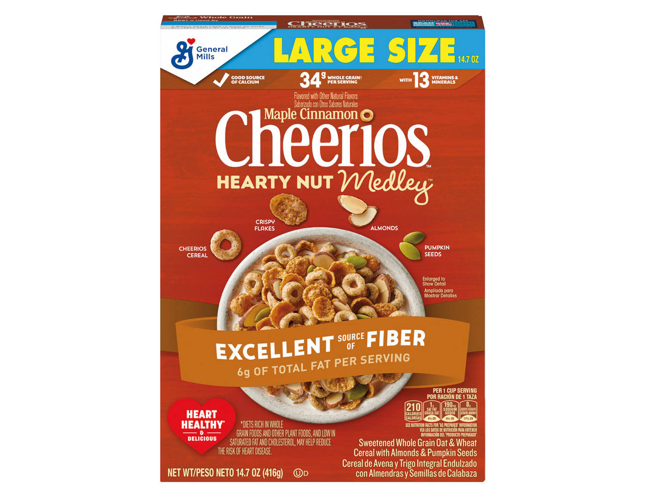 General Mills Hearty Nut Medley Maple Cinnamon Cheerios, 14.7 oz
